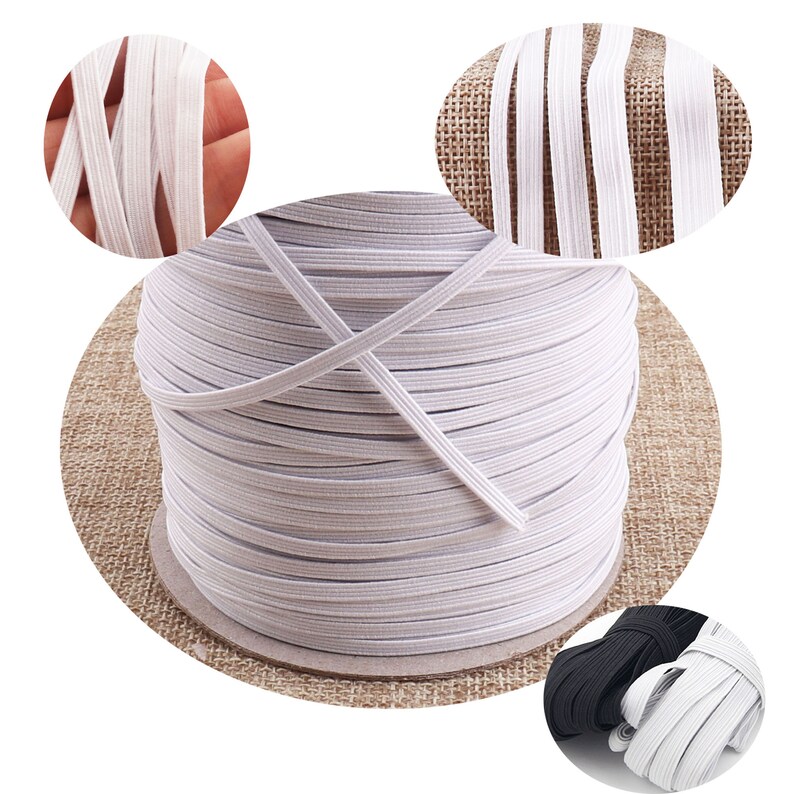 100M WHITE/BLACK Nylon Flat Elastic Cord Bandelastic Cord - Etsy