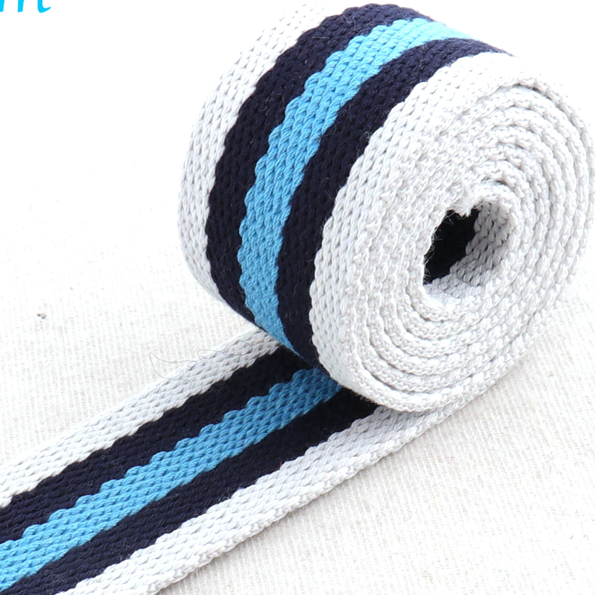 38mm Webbing Cotton Webbing Blue White Striped Webbing Ribbon - Etsy
