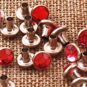 100pcs Crystal Rivets,rose Red Rapid Rivet Rhinestone Rivets,round ...