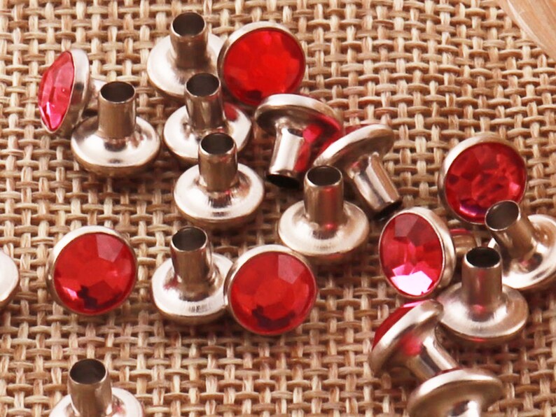 100pcs Crystal Rivetsrose Red Rapid Rivet Rhinestone - Etsy