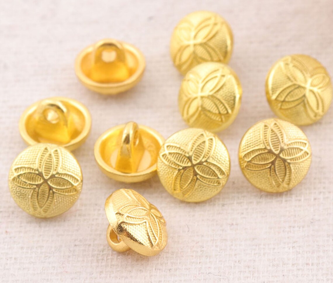 10 PCS Gold Metal Buttons Shank Flower Covers Buttonclothing | Etsy