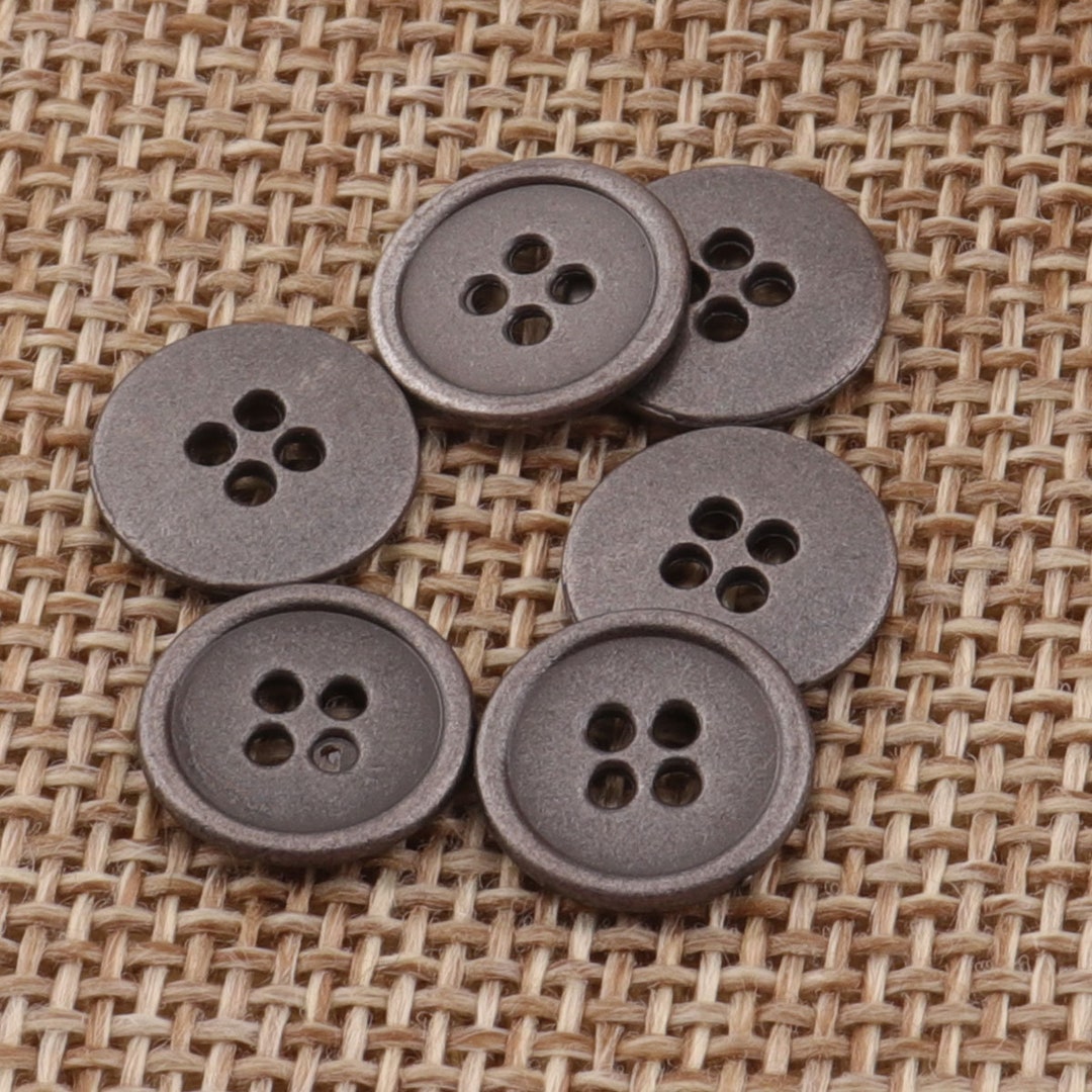 Metal Buttons 20pcs 3/8"(10mm)4 Holes MINI Ancient Silver Flat Metal ...
