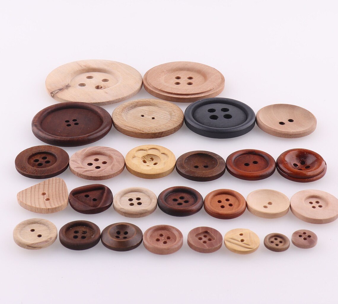Wooden Button-26 Kinds of Size-flat Back Buttons Brown - Etsy