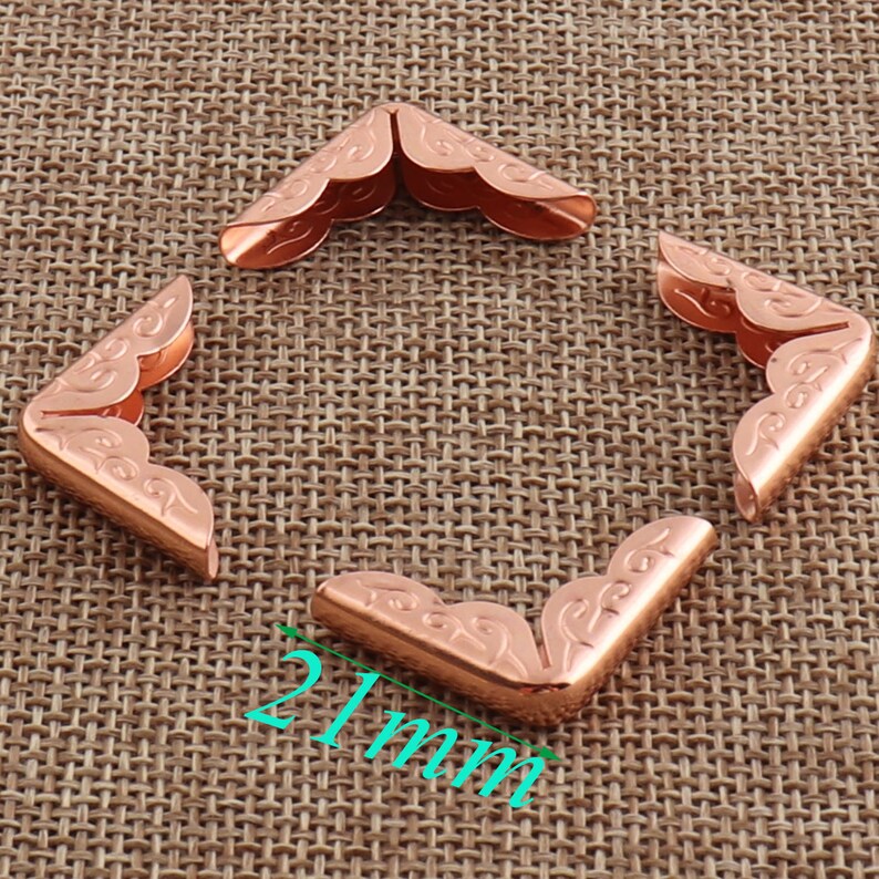 60 Pcs Rose Gold Box Corner,21x21mm,corner ,metal Corner Protectors ...