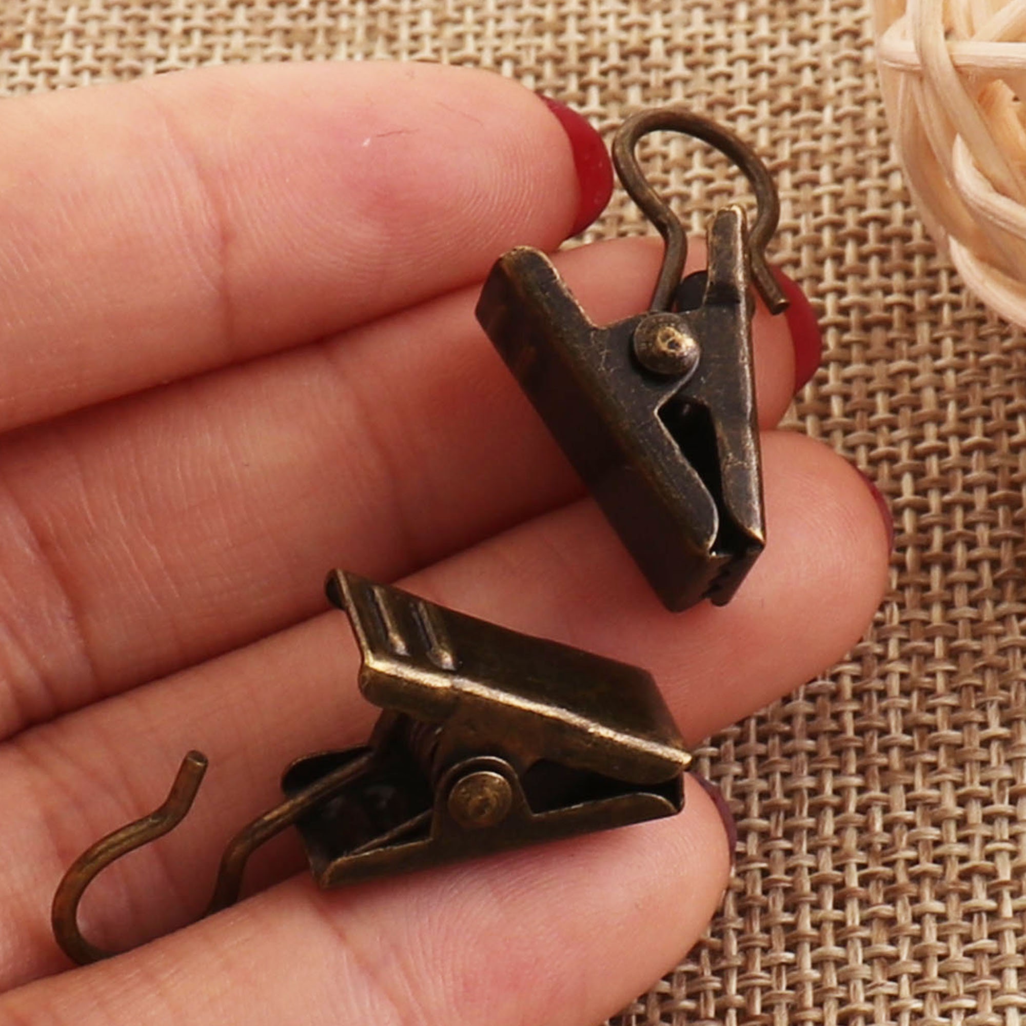 20 Pcs Curtain Clip Hook Clasps Bulk Antique Bronze Metal Hook Tapestry ...