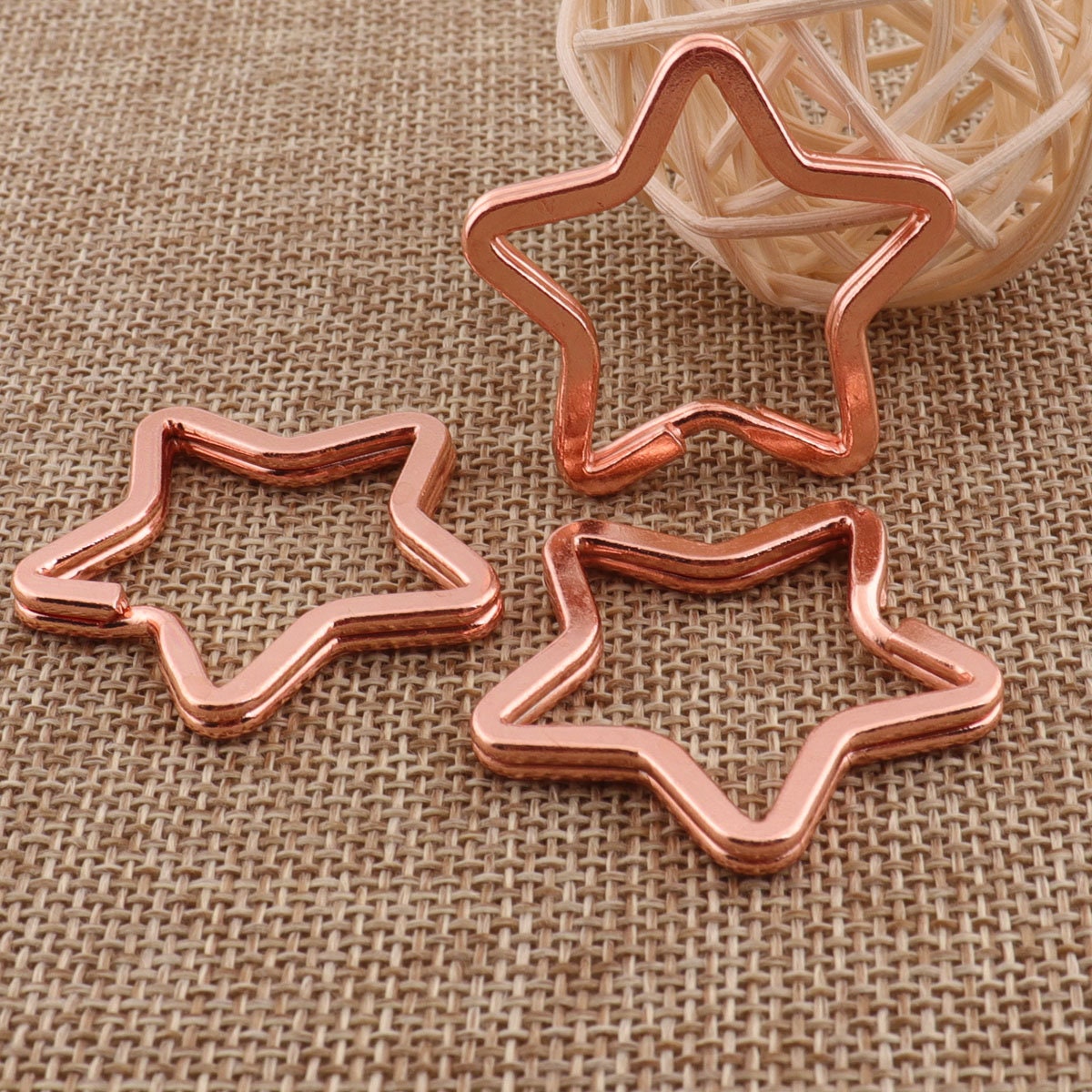 1 3/835mm10pcsrose Gold Stars Key Ring Keychain - Etsy