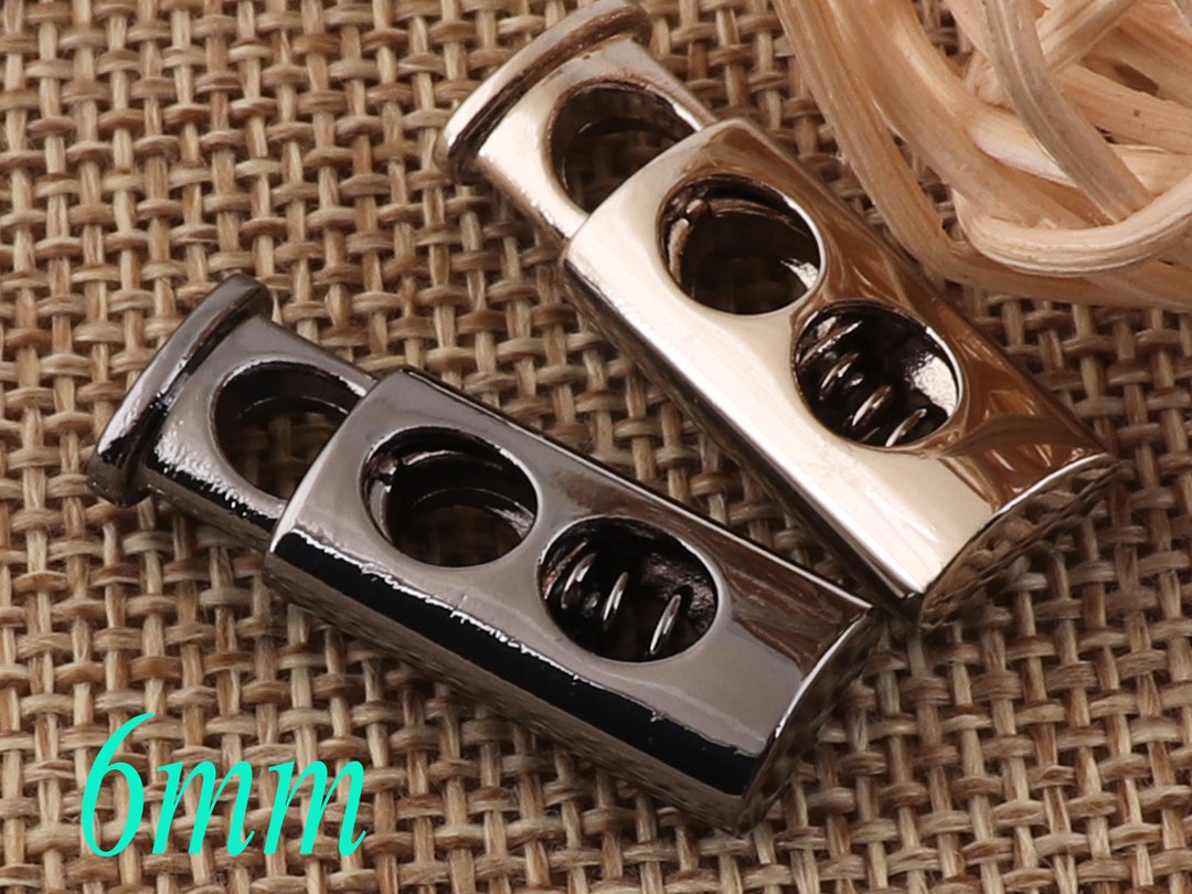 20 PCS Silver/black Double Barrel Toggle Cord Lock,stopper Spring ...