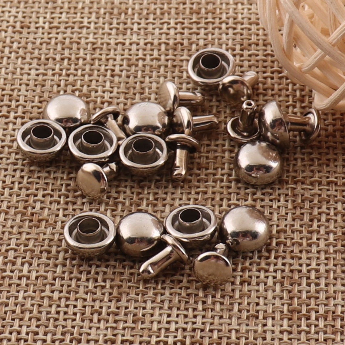 Double Cap Rivet,100sets 8mm Sliver,dome Double Cap Round Rivet Domed ...
