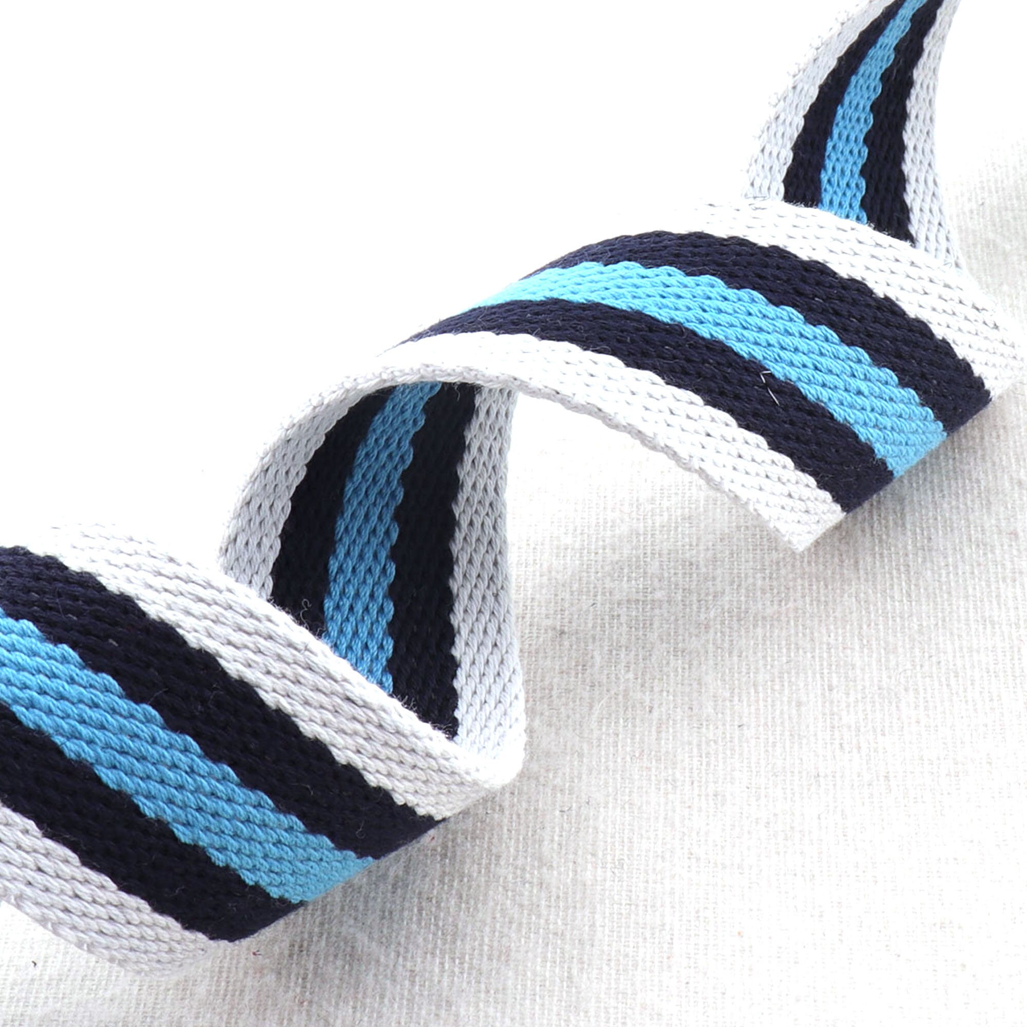 38mm Webbing Cotton Webbing Blue White Striped Webbing Ribbon - Etsy