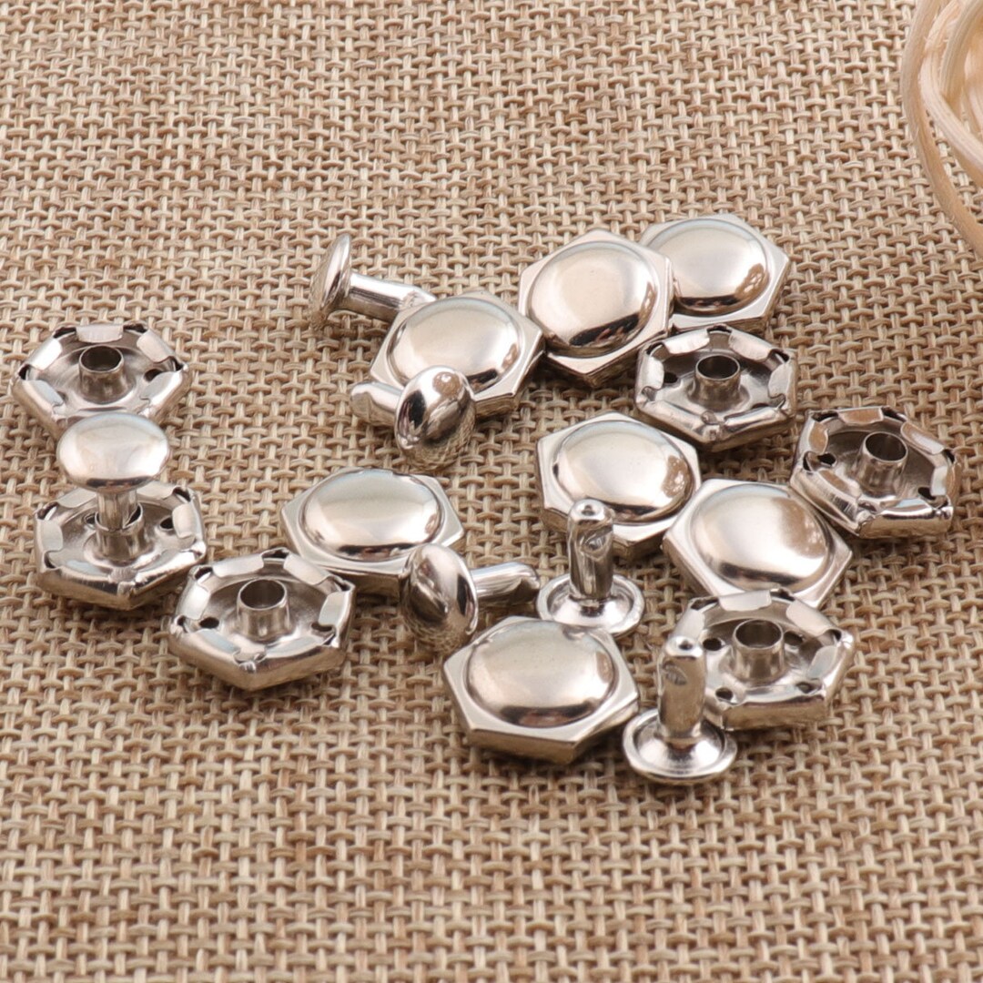 50-200sets,double Cap Rivet,1/2"(12mm)silver Dome Double Cap Round ...