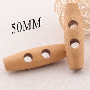 2 INCHES Yellow Large Toggle Buttons Wooden,6 PCS Natural Button DIY ...