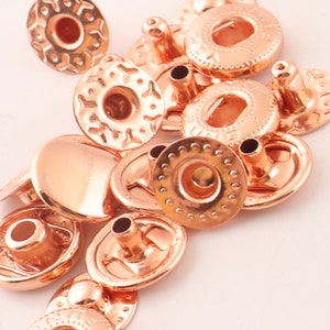 50 Set Rose Gold Snap Buttons,10mm 12 Mm 15mm,metal Press Studs ...