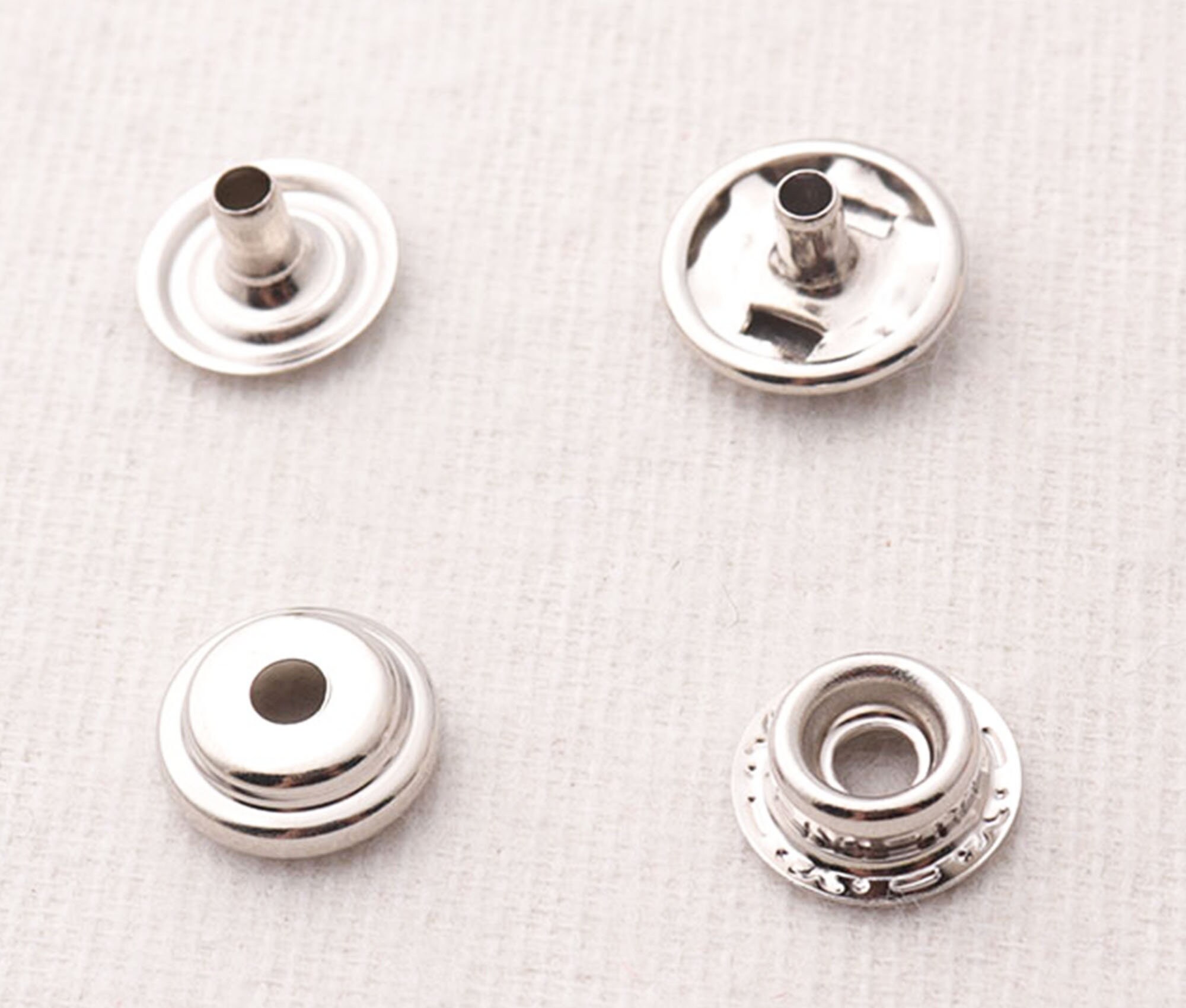 30 Sets Metal Silver Snap Buttons,12mm Snap Fastener Leather Rapid ...
