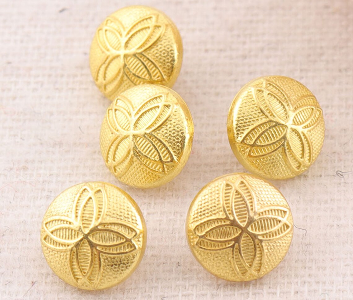 10 PCS Gold Metal Buttons Shank Flower Covers Buttonclothing - Etsy