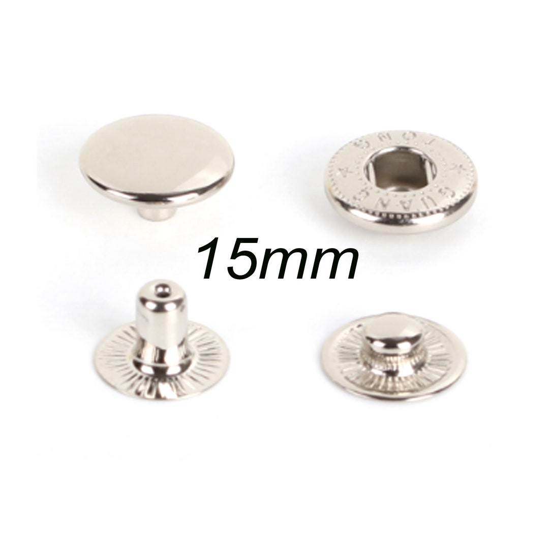 20 Unitssilver Snap Button Set15mm Round Square - Etsy