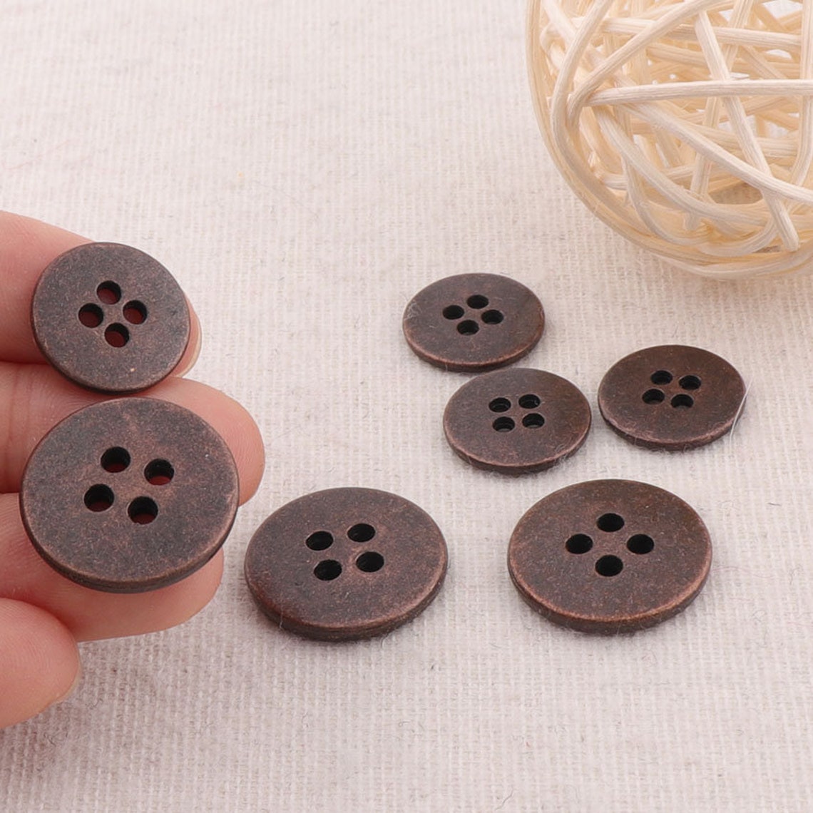 10pcs/20pcs Small Ancient Copper Metal Buttons 4 Holescoat - Etsy