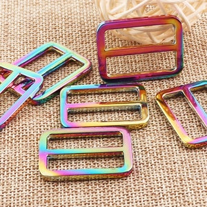 8pcs,multicolored Slider Buckle,125mm,rainbow Metal Adjustable Buckle ...