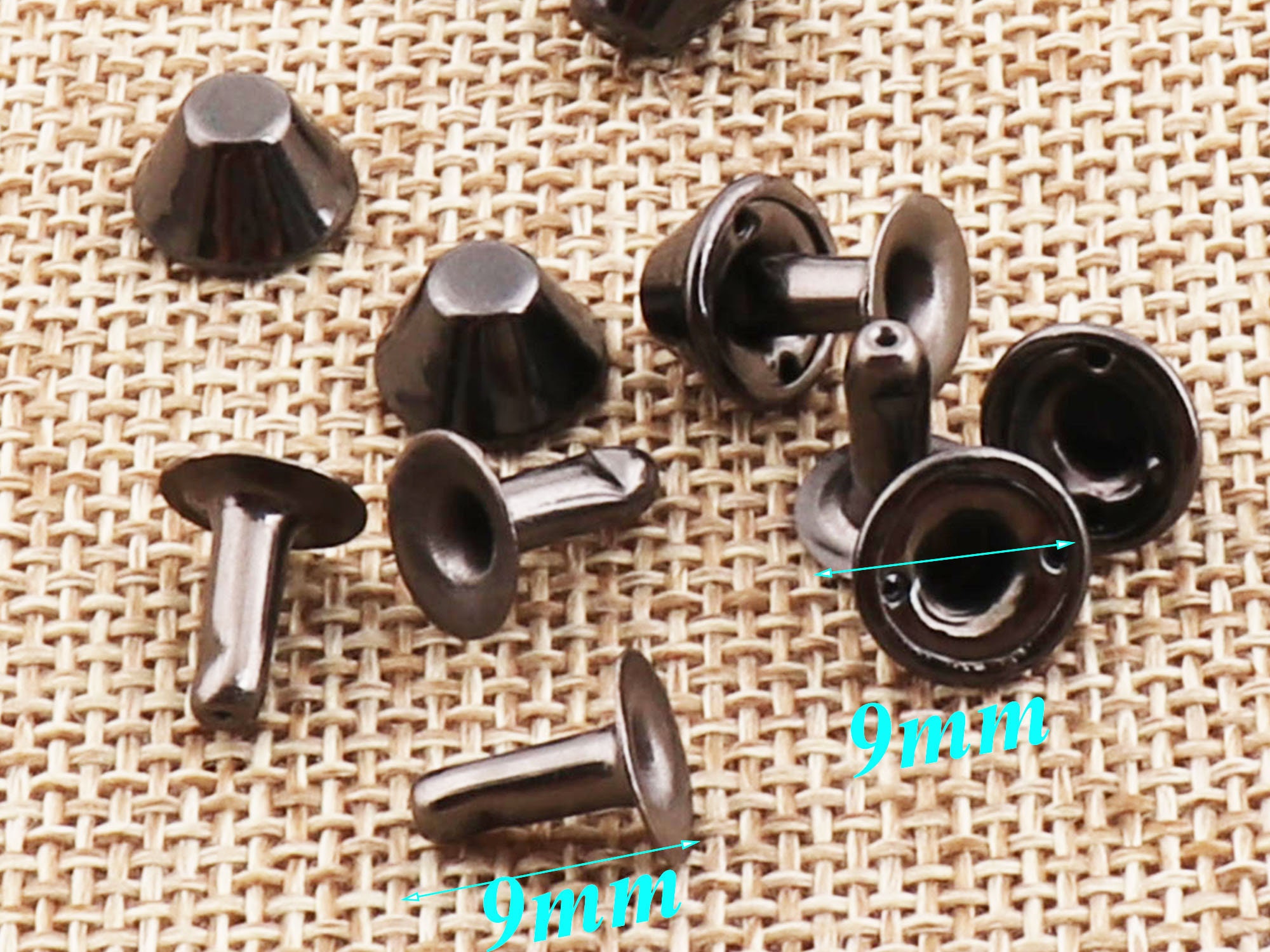 100 Sets Black Double Cap Rivets Dome Round Rivet Domed Studs | Etsy