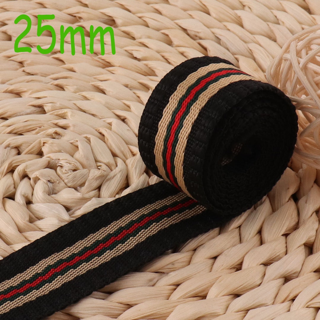 1 Inch Webbing,black Khaki Army Green Red Striped Webbing,key Fob ...