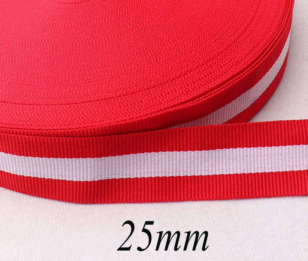 White Red Stripe Soft Webbing,ribbon DIY Clothing Shoes Bag Belts,one ...