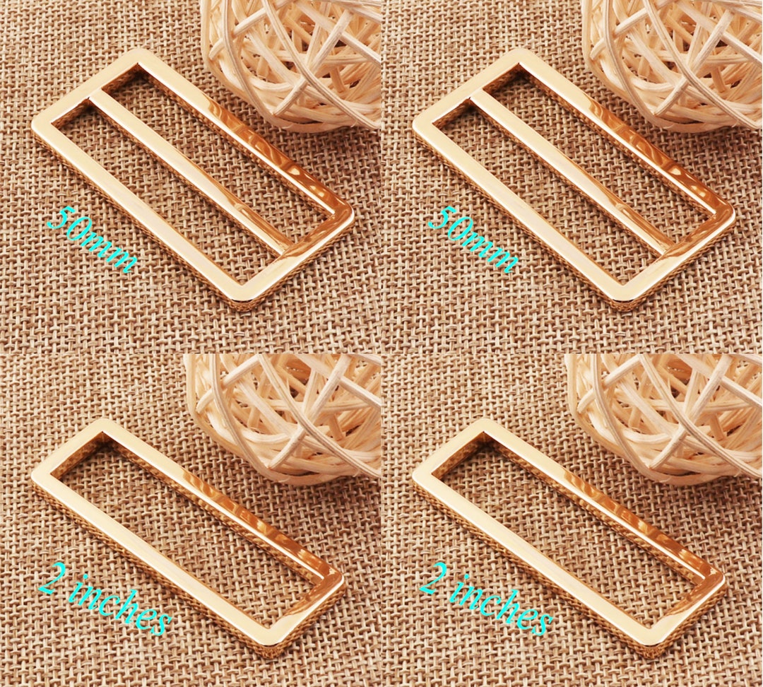 50mm Buckles Pale Gold Slide Buckles Rectangle Rings Rectangular Wire ...