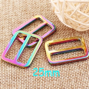 8pcs,multicolored Slider Buckle,125mm,rainbow Metal Adjustable Buckle ...