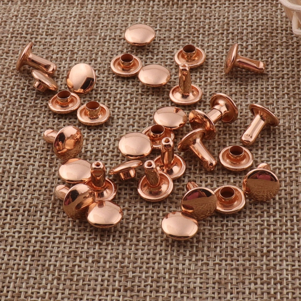 100sets 5/168mmrose Gold Dome Double Cap Round Rivet - Etsy