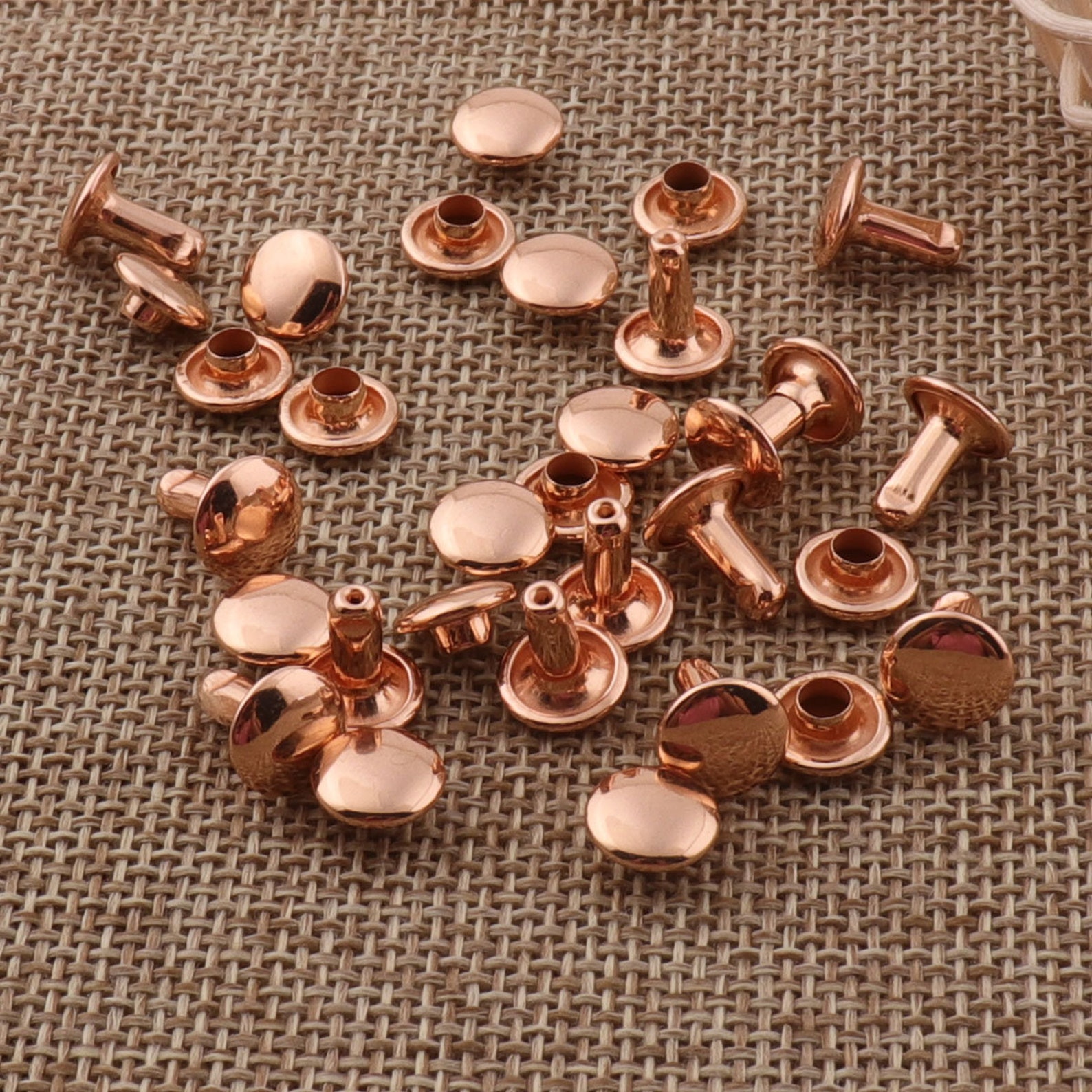 100sets 5/168mmrose Gold Dome Double Cap Round Rivet - Etsy