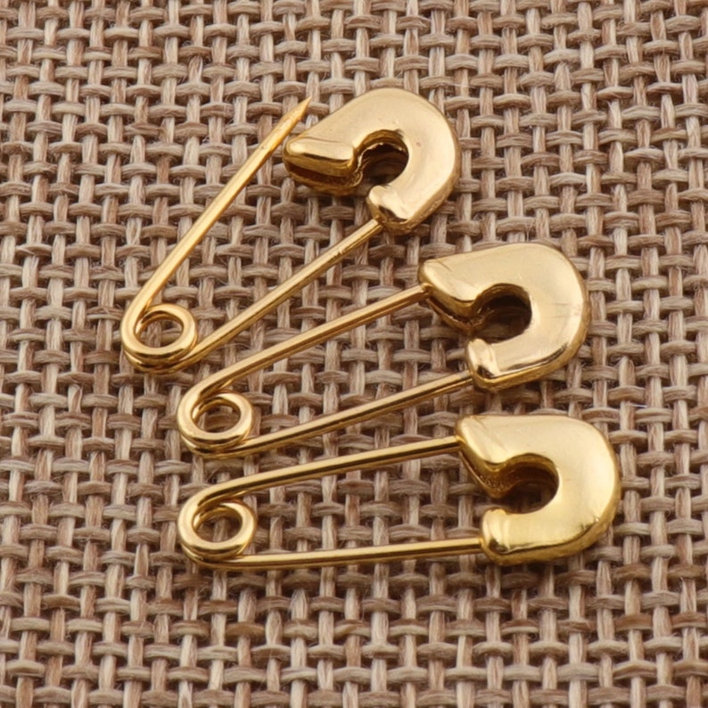 50 PCS Safety Pins 3/4"(20mm)gold Plated Safety Pin Brooch Stitch ...