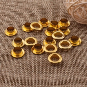 100 Sets Eyelets,barrel Diameter 8mm,gold Metal Eyelets Grommets With ...