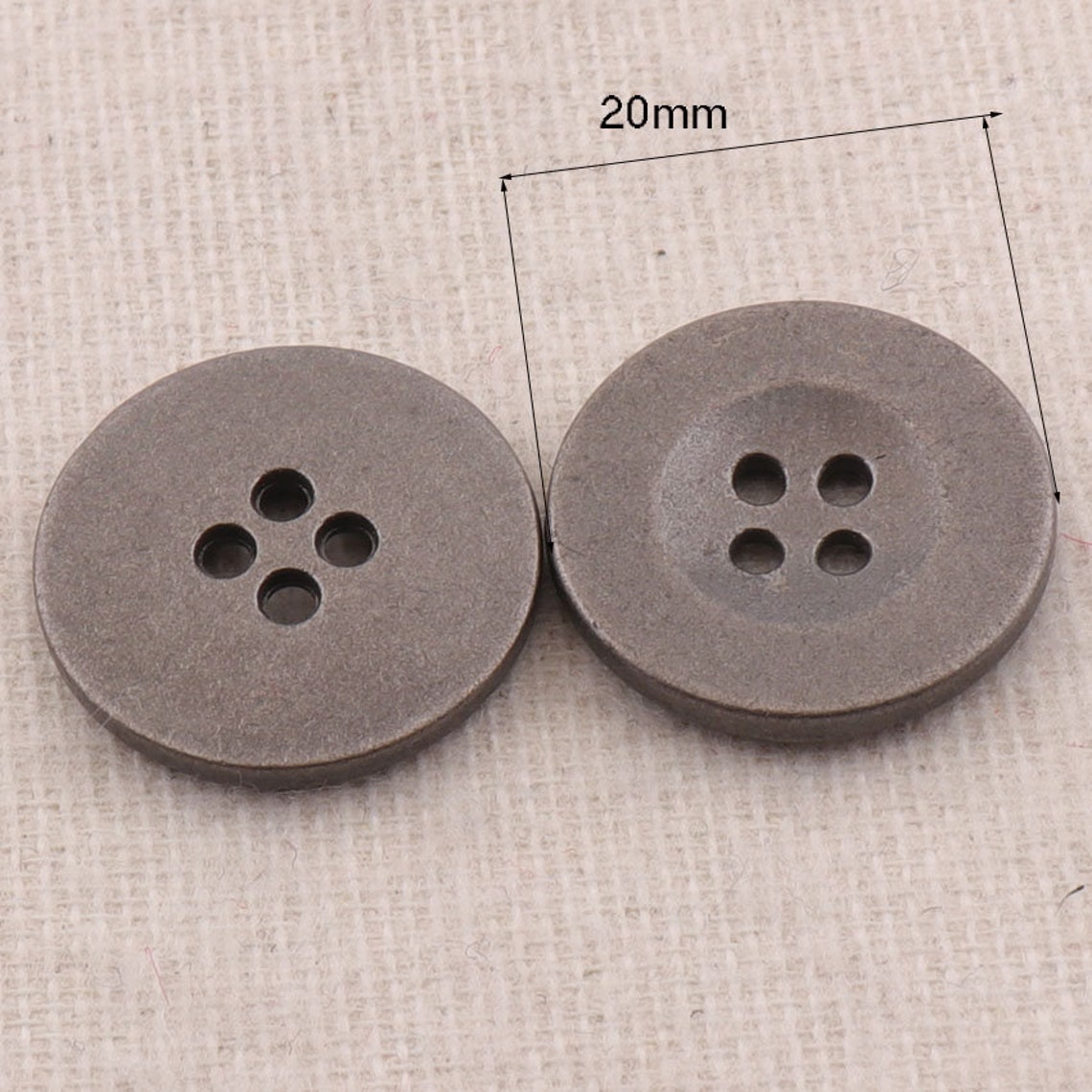 8 Pcs Metal Buttons 4 Holes Ancient Silver Flat Metal Button Wrap ...