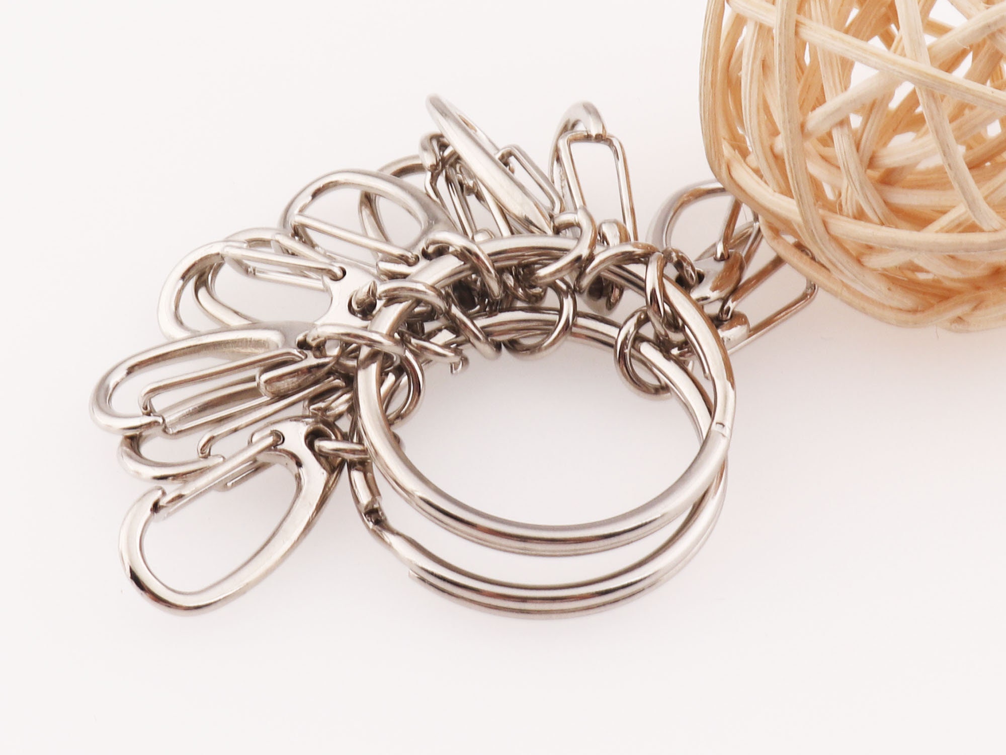 10 Pcs Silver Key Chain Split Key Rings Hook Clasps,keychains Snap ...