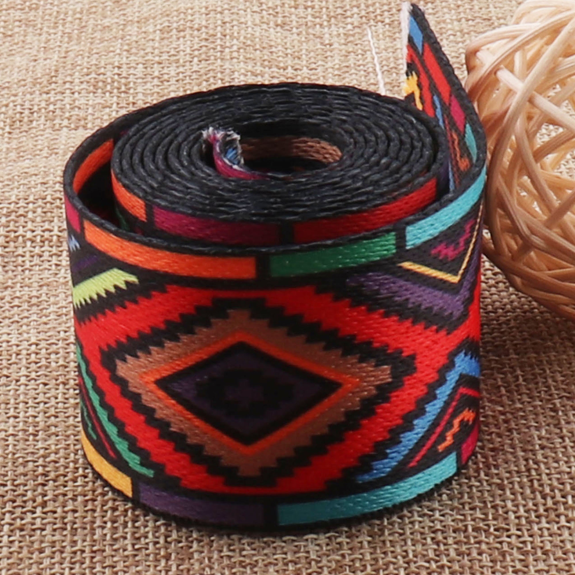Ethnic Webbing,geometric Pattern Webbing,soft Smooth Red Webbing 1.5 ...