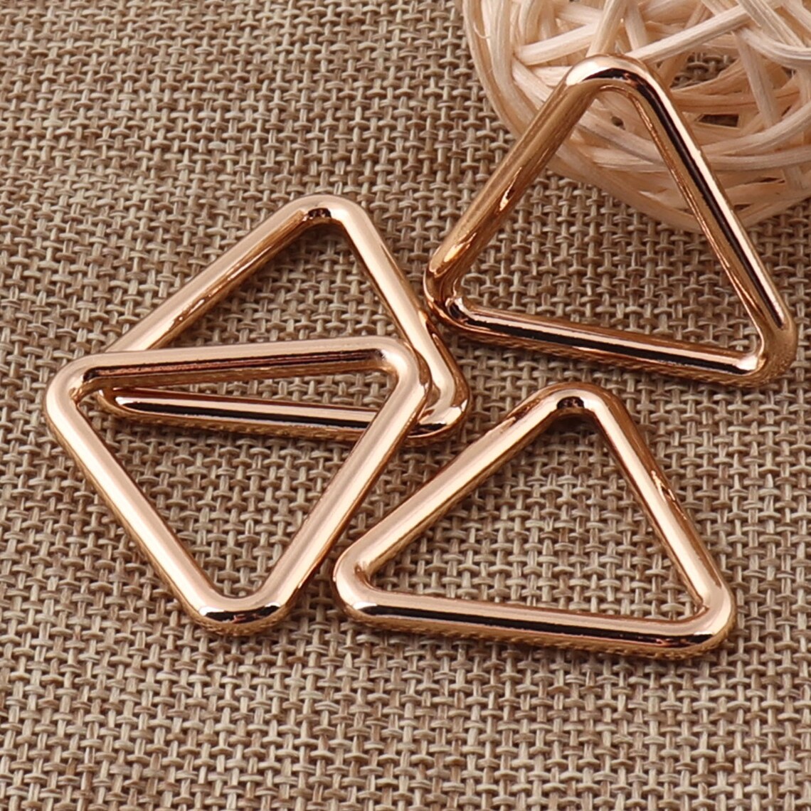 2-10 Triangle Rings,slide Buckles,pale Gold 1"fasteners Belt Buckle ...