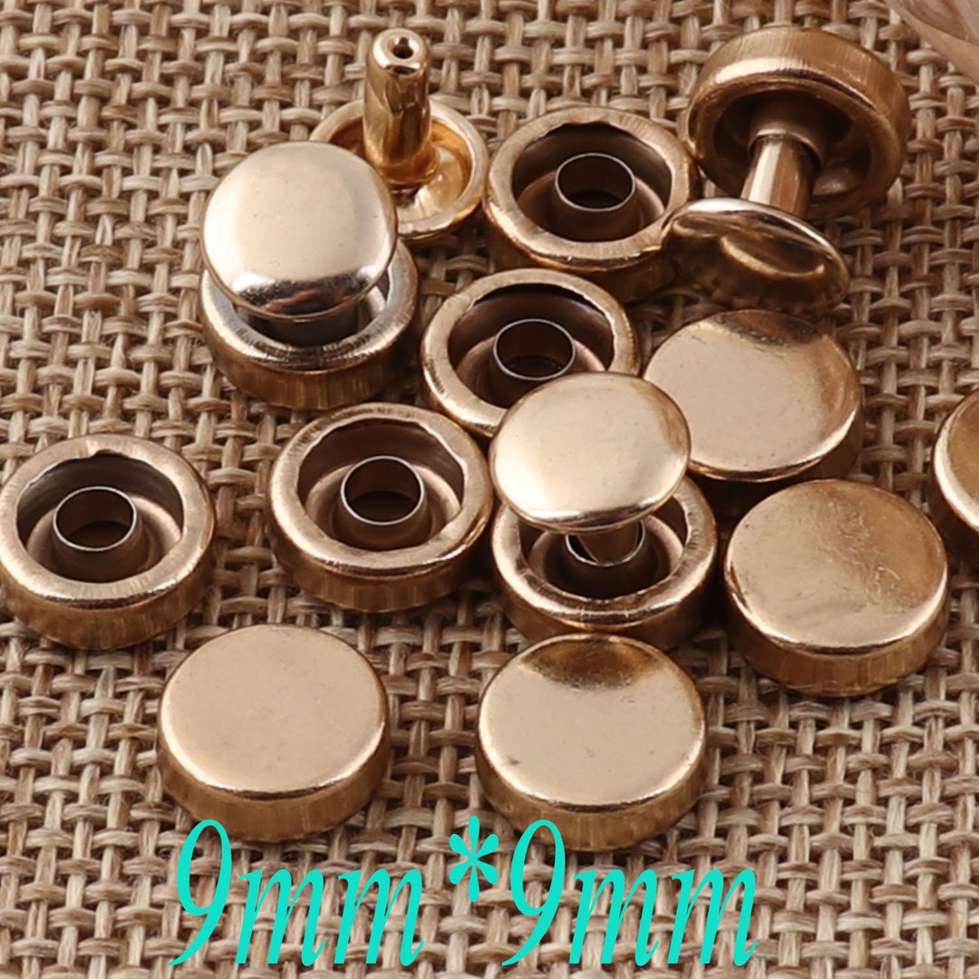 100set Flat Round Rivets,9mm Pale Gold Double Cap Rivets,rivet Fastener ...