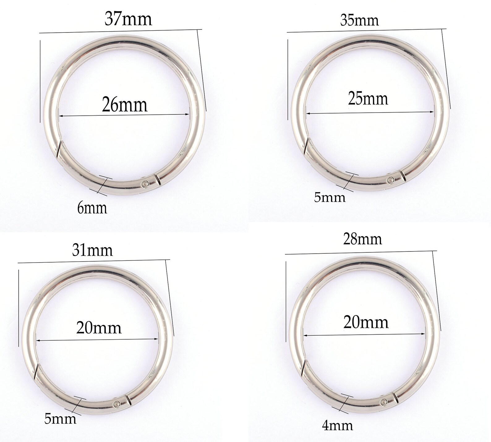 Silver Spring Gate Ring Metal Spring O Rings Clasps Purse O Ring Push ...