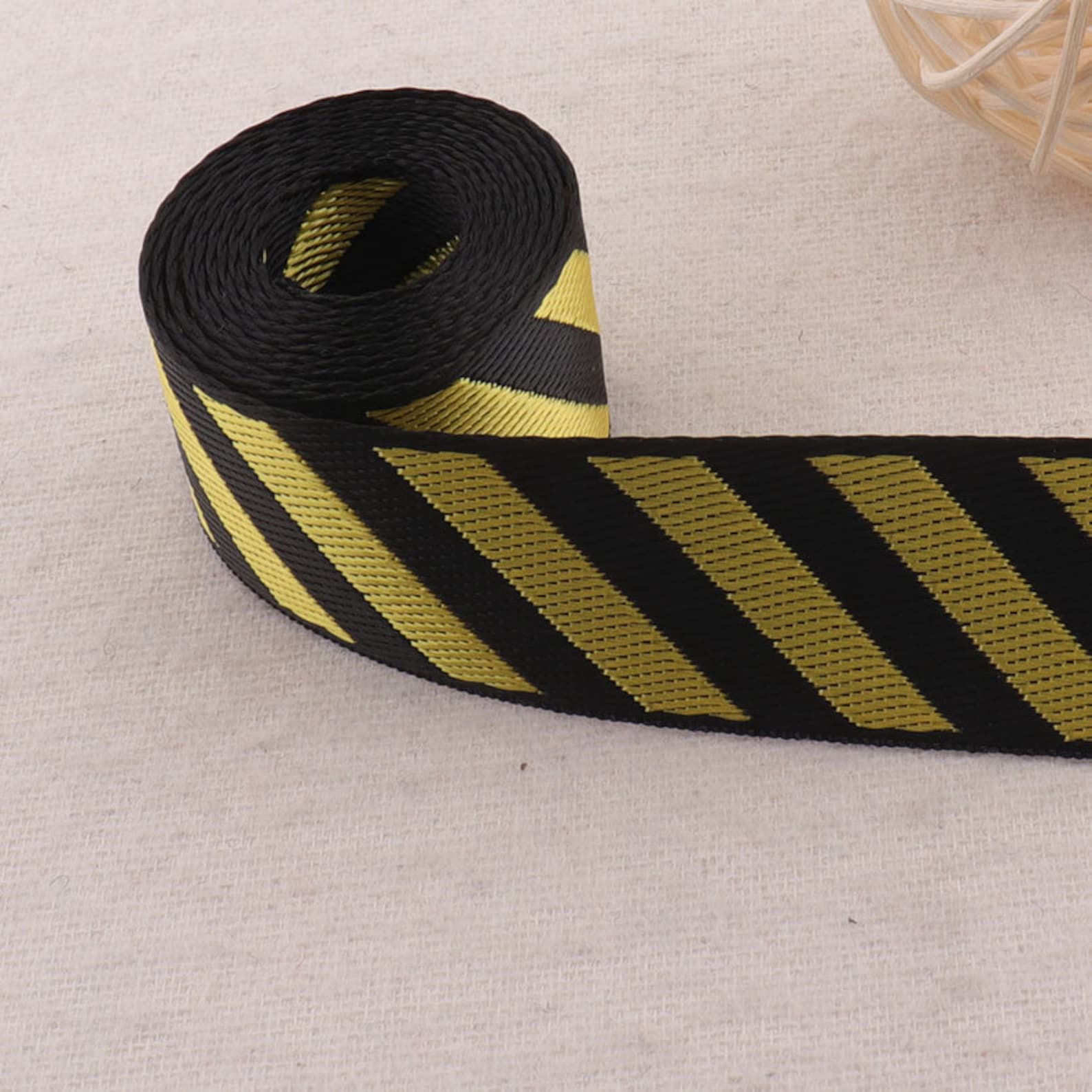 Nylon Webbing-1"(25mm),yellow Black Soft Striped Nylon Webbing Ribbon ...