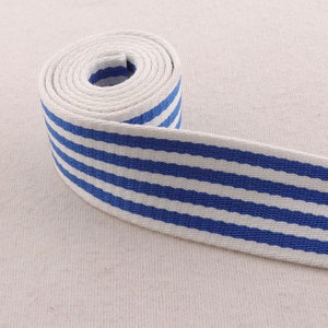 5 Yards 38mm Cotton Webbing Bag Purse Blue White Straps Striped Webbing ...