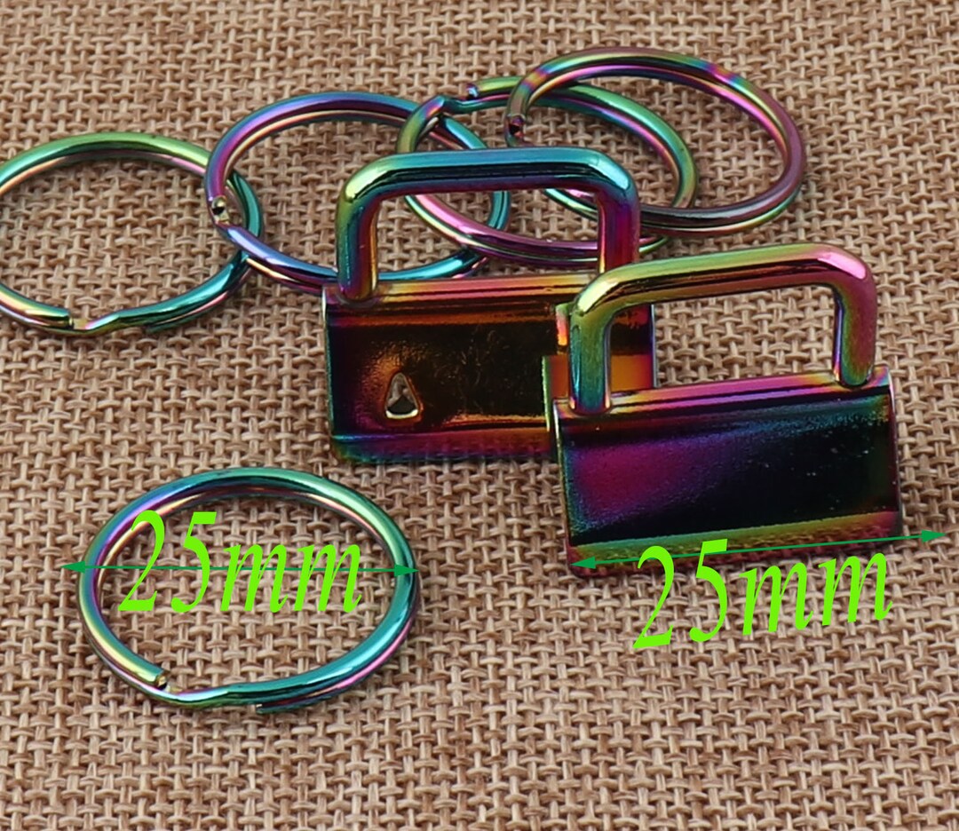 10 Sets Rainbow Key Fob Hardware With Ring,for Webbing Wristlets Fabric ...