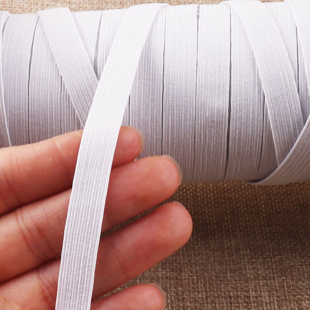 Flat Elastic Cord Band,elastic Tape String White Nylon Coated Fold Over ...