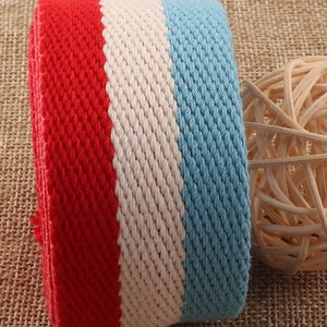 Blue White Red Twill Striped Cotton Soft Webbing,tote Straps Belt Key ...
