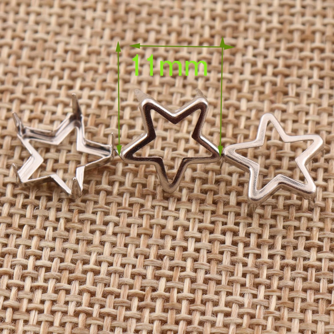 100 PCS Silver Star Nailhead,rivet Shape Round Stud Rivet Fastener ...