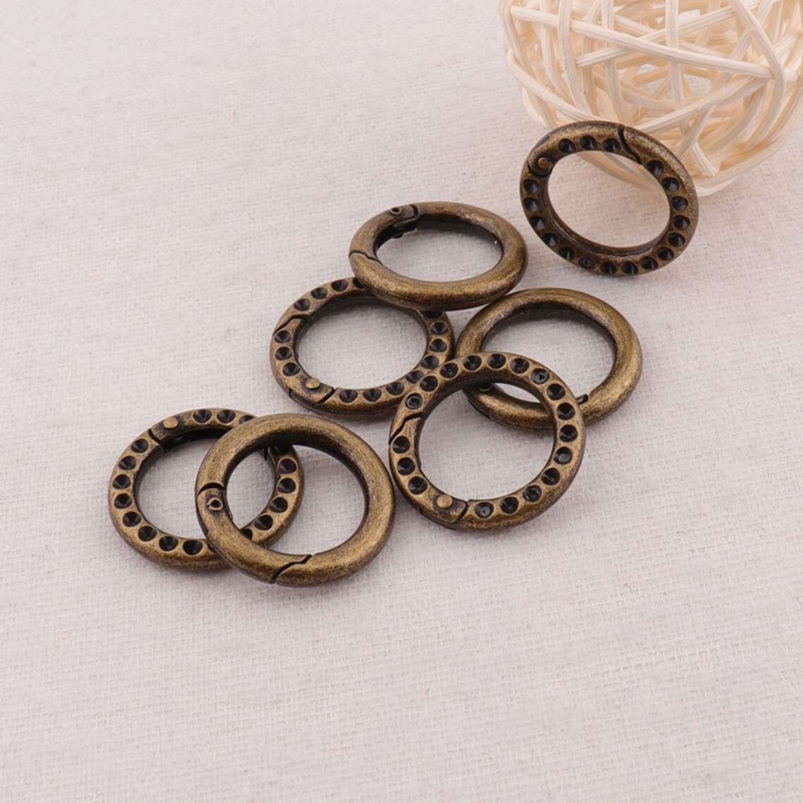 5/8"(18mm),4 Pcs,ancient Bronze Spring Ring Spring Gate Ring With Small ...
