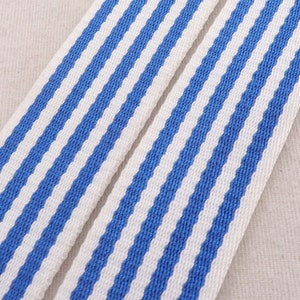 5 Yards 38mm Cotton Webbing Bag Purse Blue White Straps Striped Webbing ...