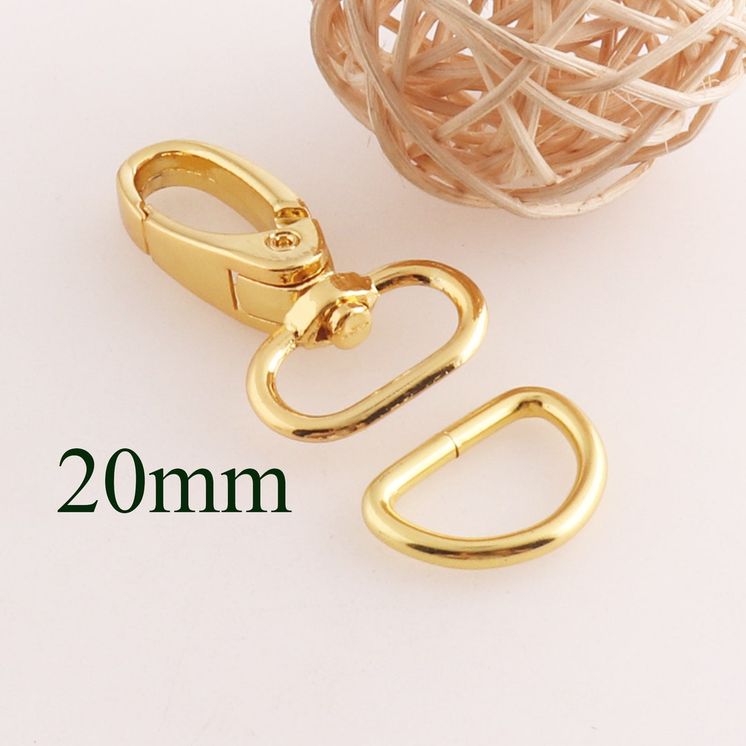 10 Sets Lobster Swivel Clasps D Rings,20mm Gold Purse Clasp Diy Purse ...