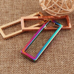 6 Rainbow/gold/rose Gold Rectangle Rings,webbing Purse Buckle,square ...