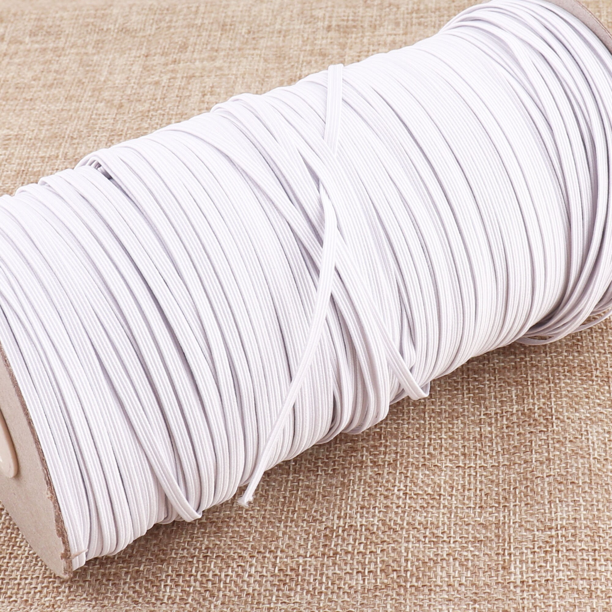 Flat Elastic Cord Band,elastic Tape String White Nylon Coated Fold Over ...