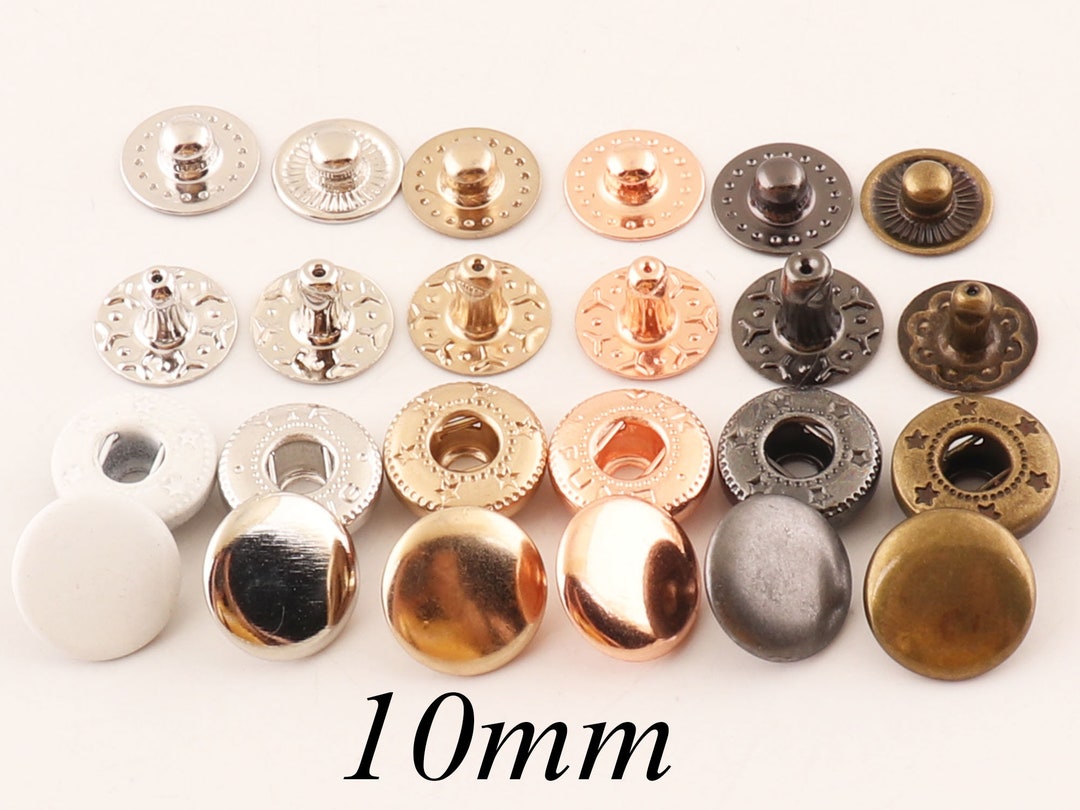 15 Units Metal Snap Button Set Fasteners Snap Charm Round Buttons DIY ...