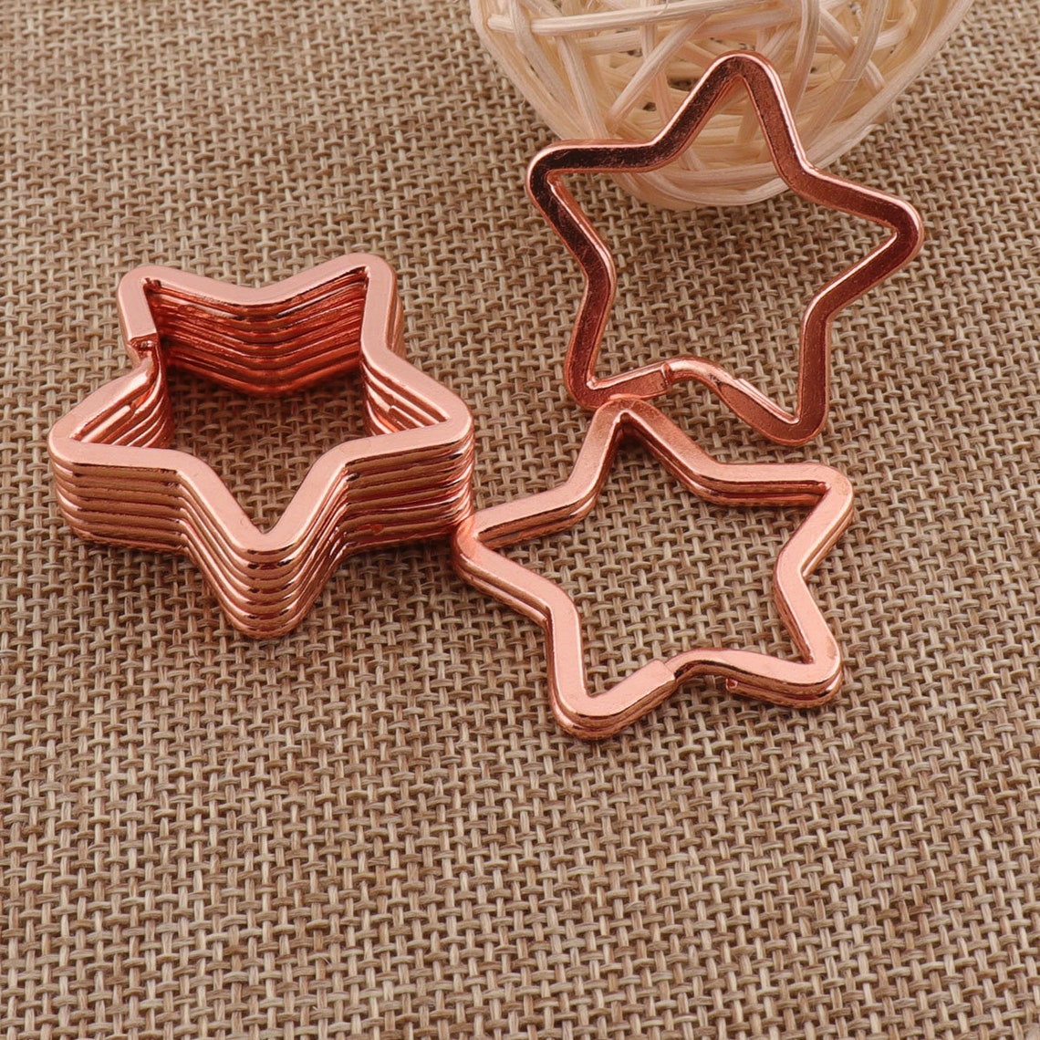 1 3/835mm10pcsrose Gold Stars Key Ring Keychain - Etsy