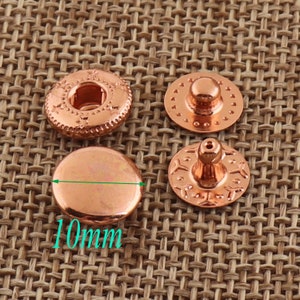 40 Units,rose Gold Snap Button Set,10mm/15mm Round Square Buttons,snaps ...